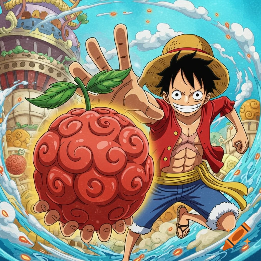 Anime style illustration of Luffy from One Piece holding the Gomu Gomu ...