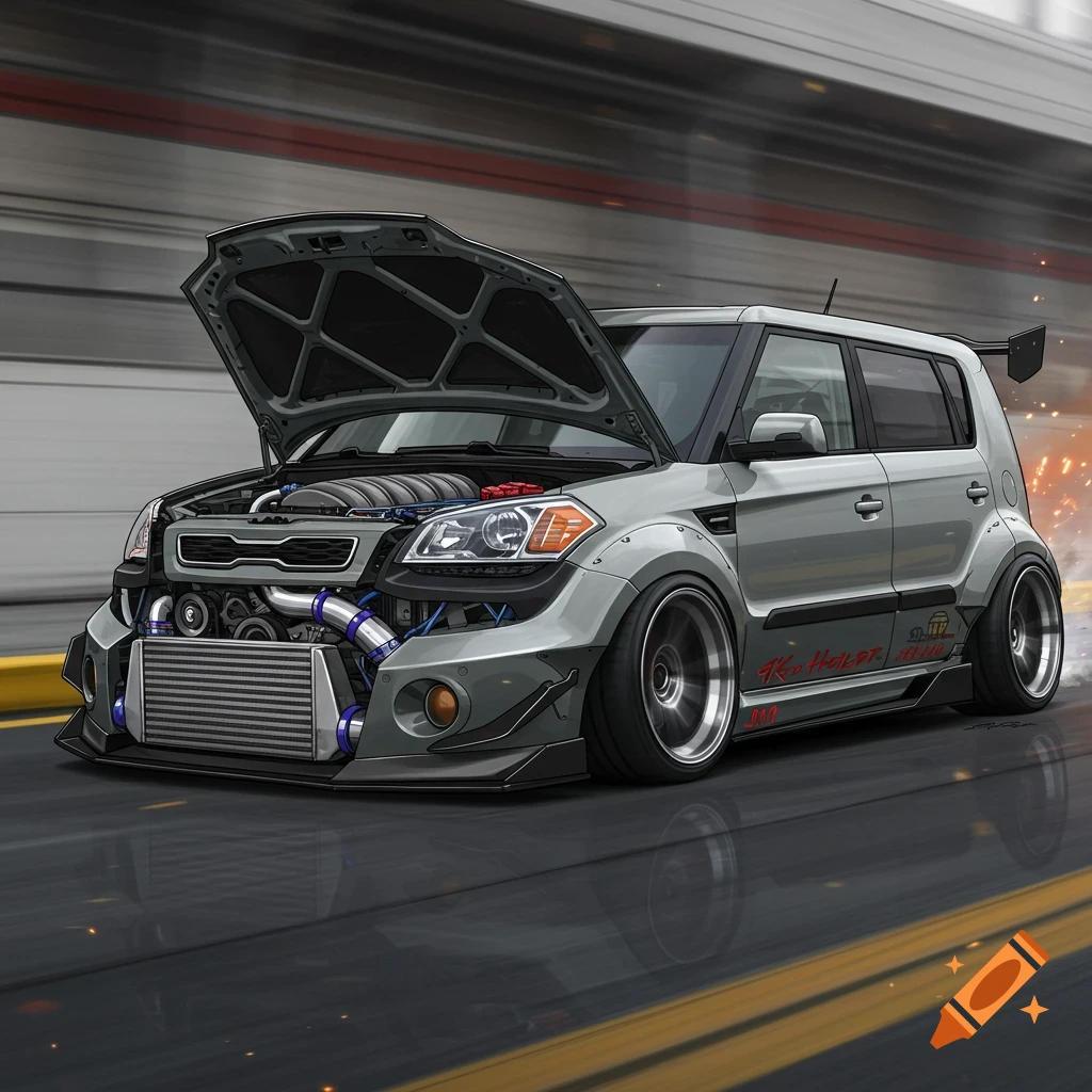 Kia Soul With Turbo Supercharger and V10 Engine created on Craiyon