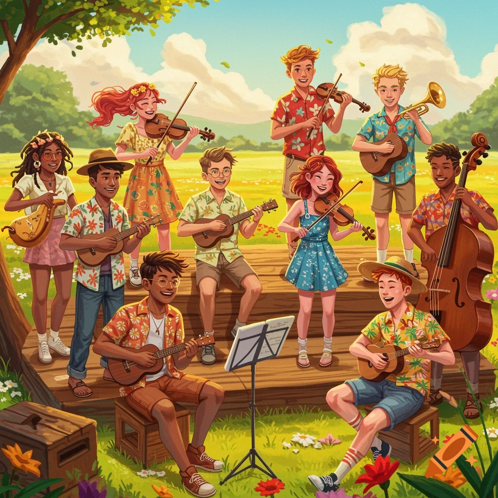 Funny summer music camp on Craiyon