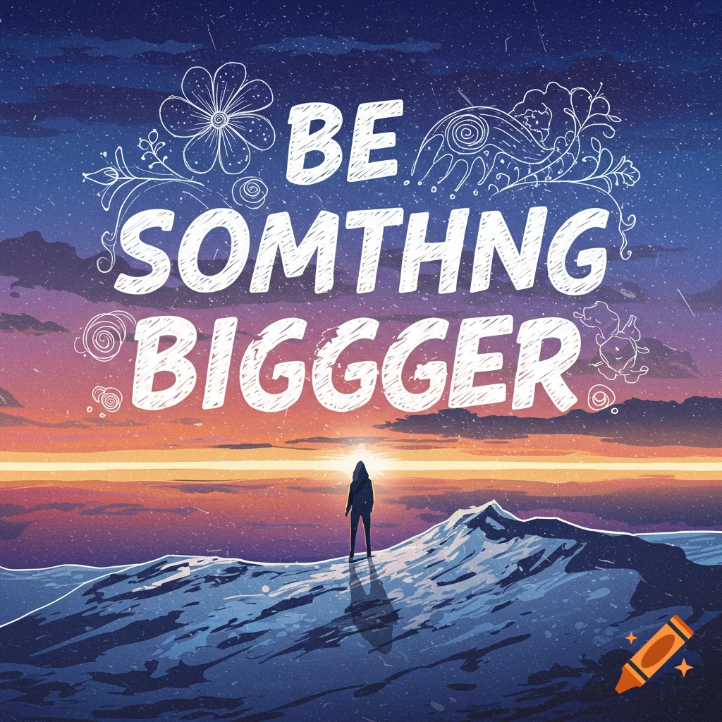 Inspirational poster with the line 'Be something bigger' on Craiyon