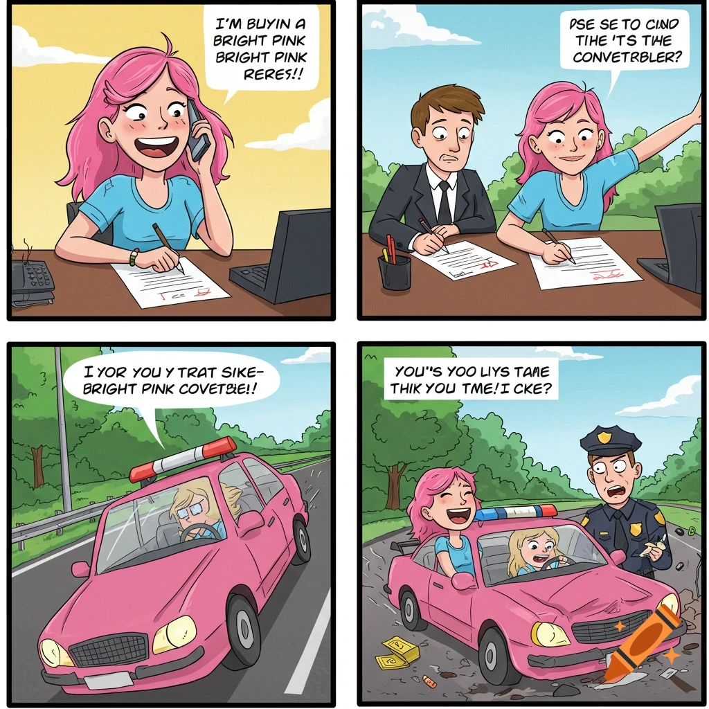 Comic illustrating the meaning of impetuous on Craiyon