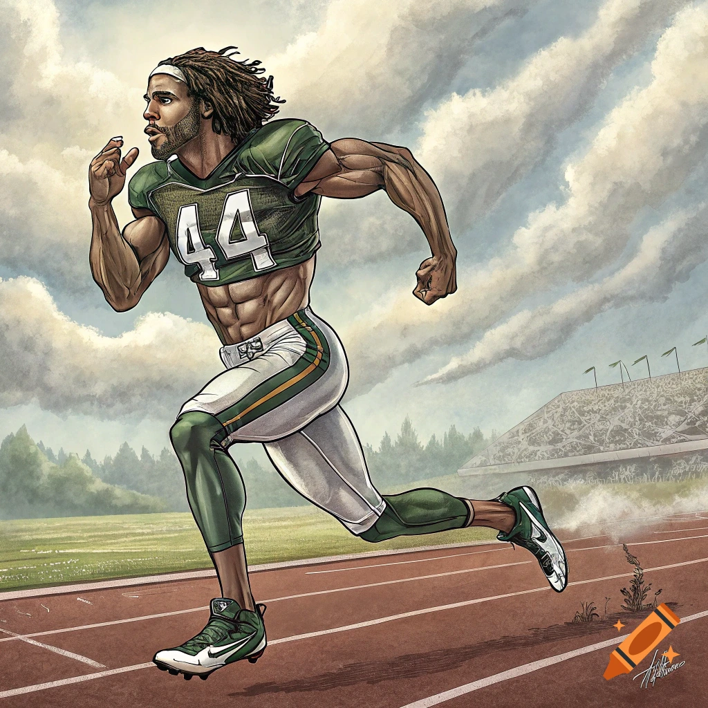 Cartoon Football Player Running