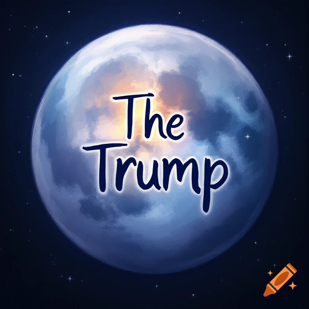 Illustration of a moon in a starry sky with the text 'The Trump' on its ...