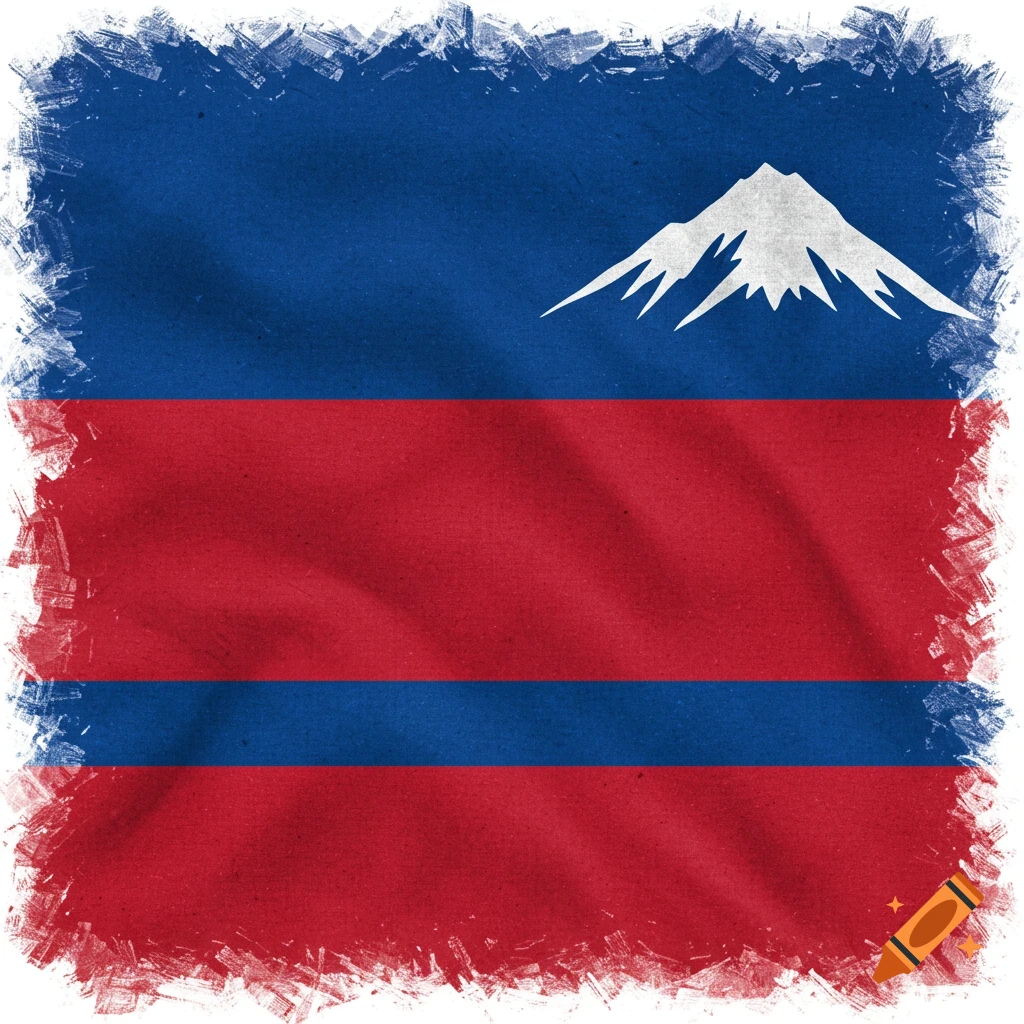 A flag with a blue top stripe, two red stripes, and a blue bottom ...