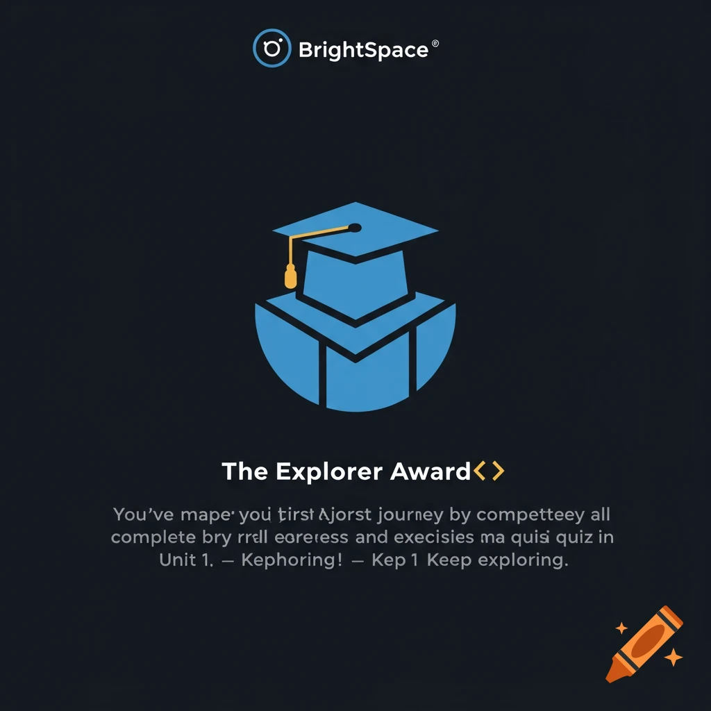 The Explorer Award icon for Brightspace featuring a compass on Craiyon