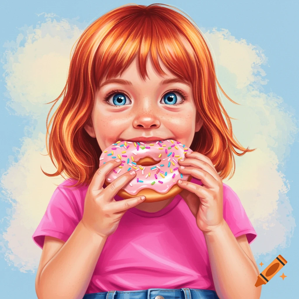 Kid eating a donut on Craiyon