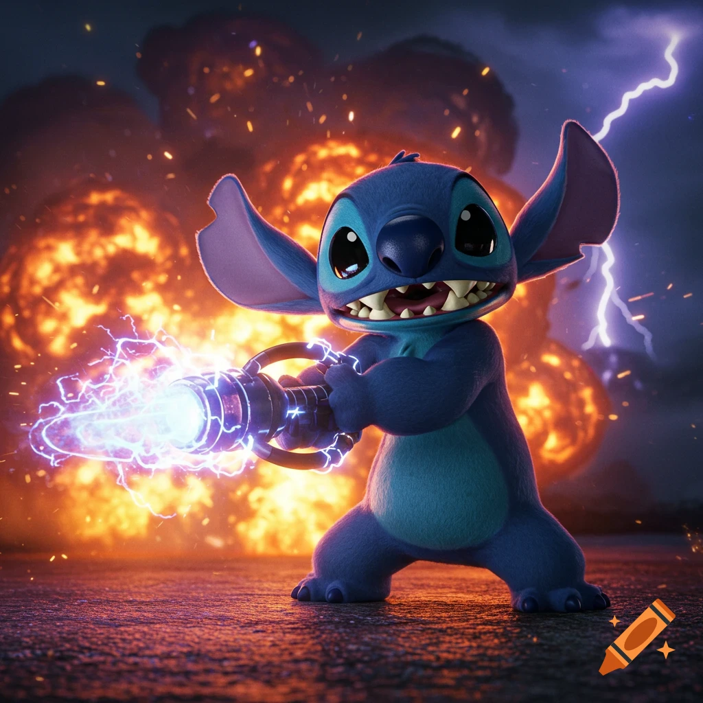 Stitch driving a car from Lilo & Stitch on Craiyon