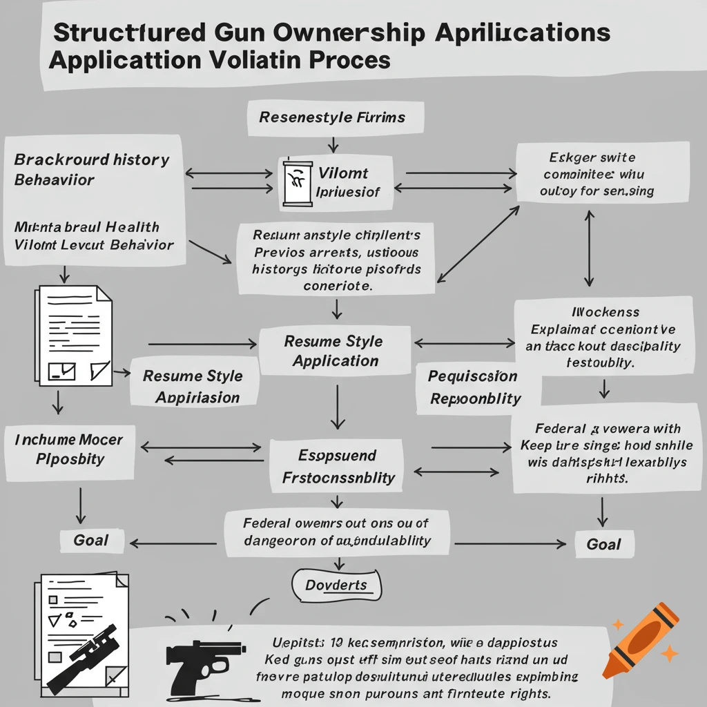 Flowchart of structured gun ownership application process on Craiyon