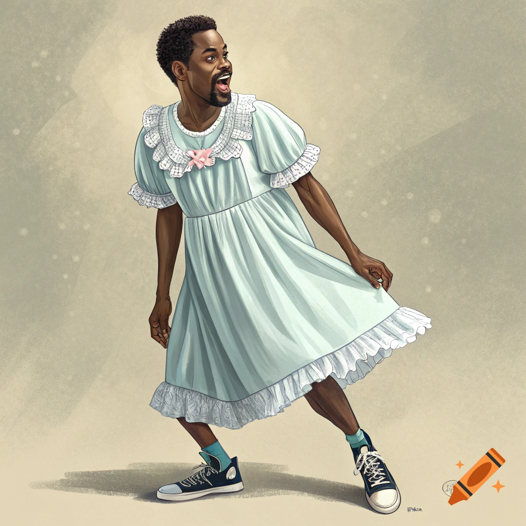 Chris Rock in a frock on Craiyon