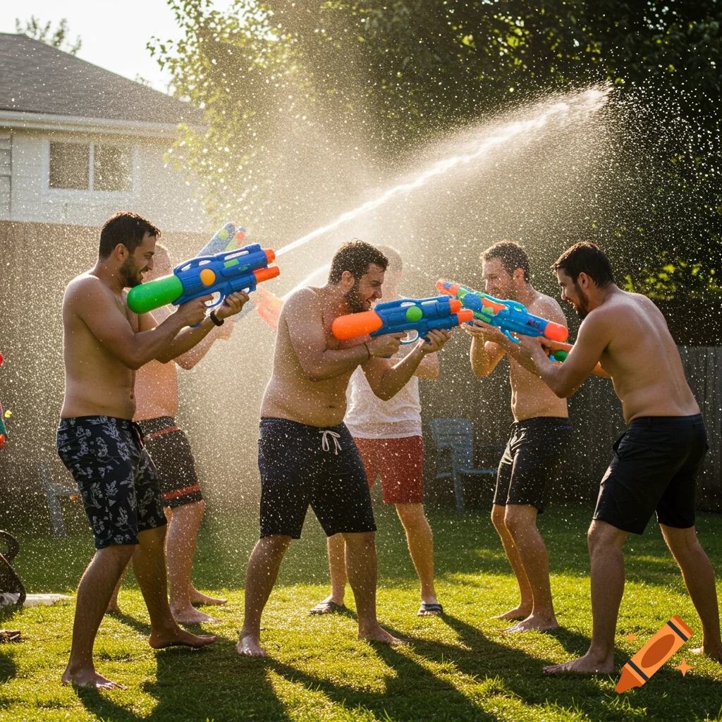 Young adults covered in colorful paint are laughing and celebrating ...