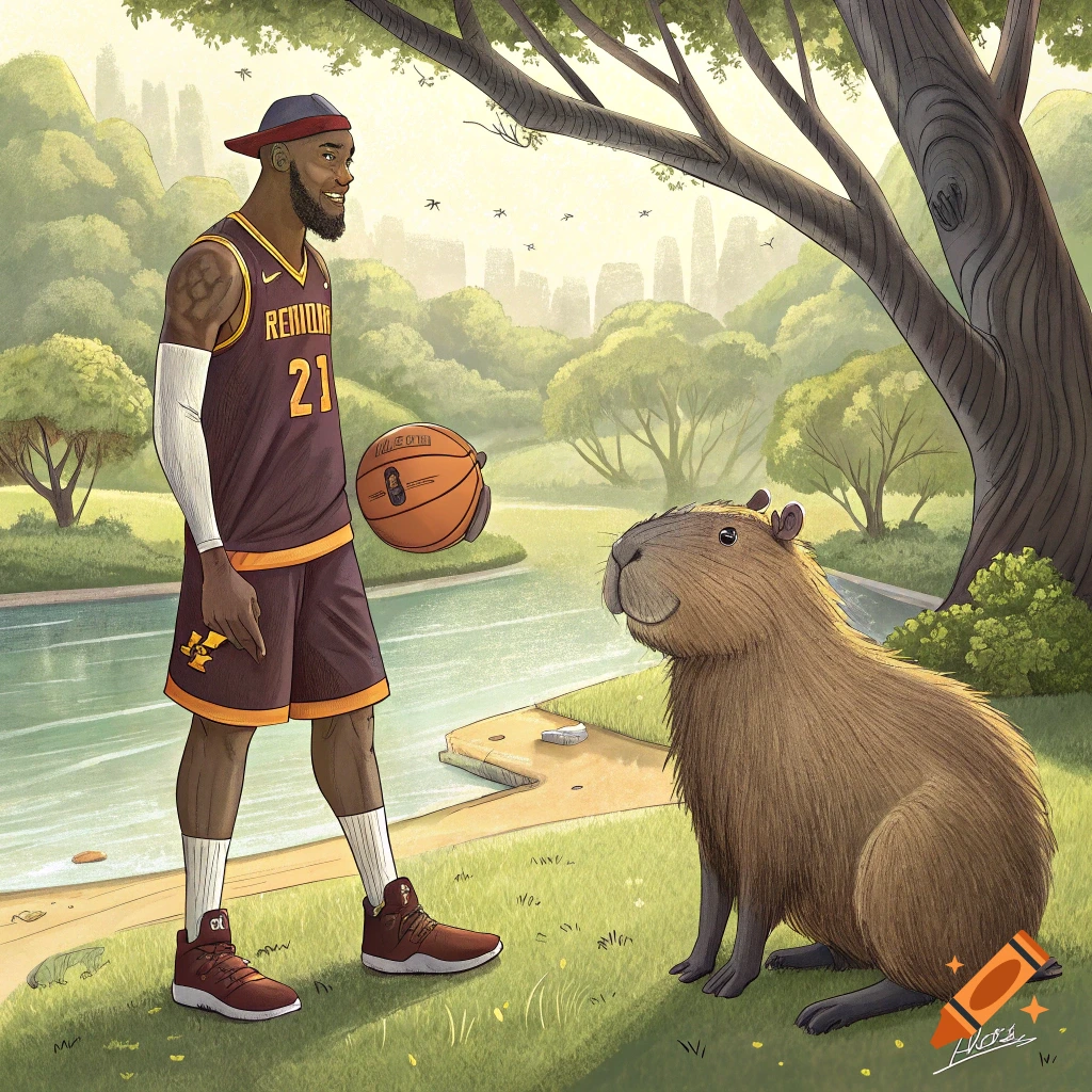 Lebron James with capybara on Craiyon