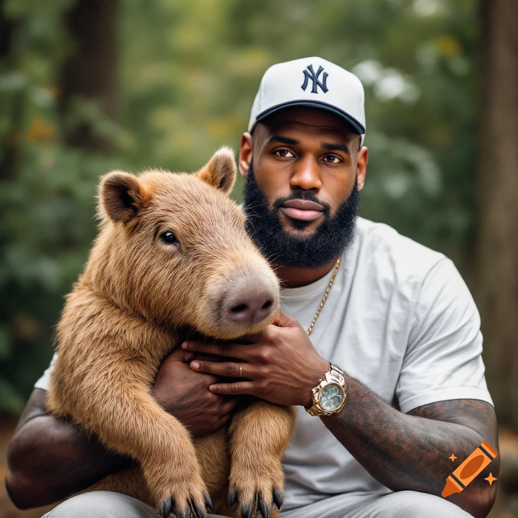 Lebron James with capybara on Craiyon