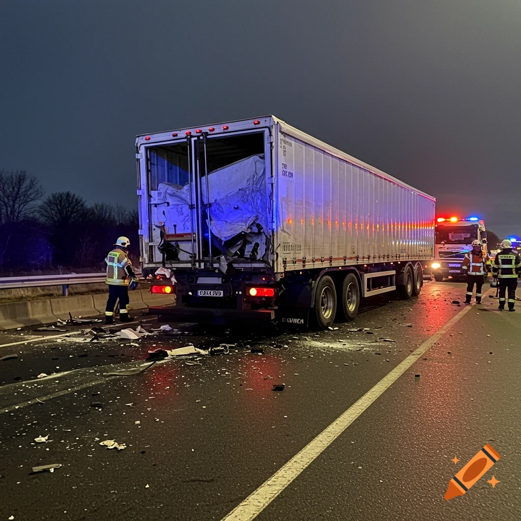 Flatbed truck trailer accident on Craiyon