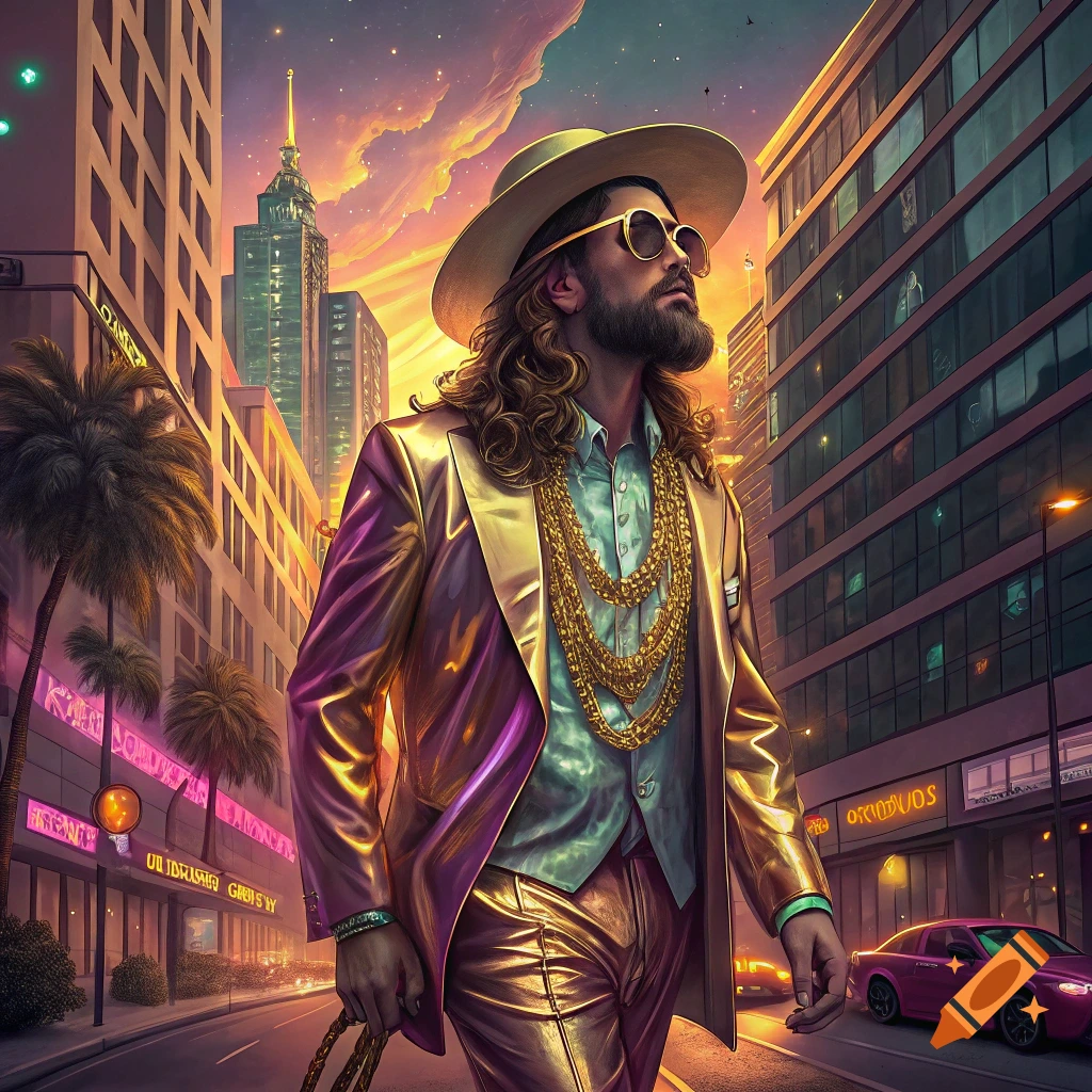 Jesus Christ dressed as a pimp on Craiyon