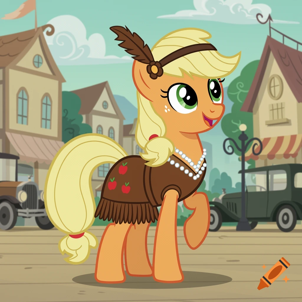Cartoon illustration of Applejack from My Little Pony wearing a cowboy ...
