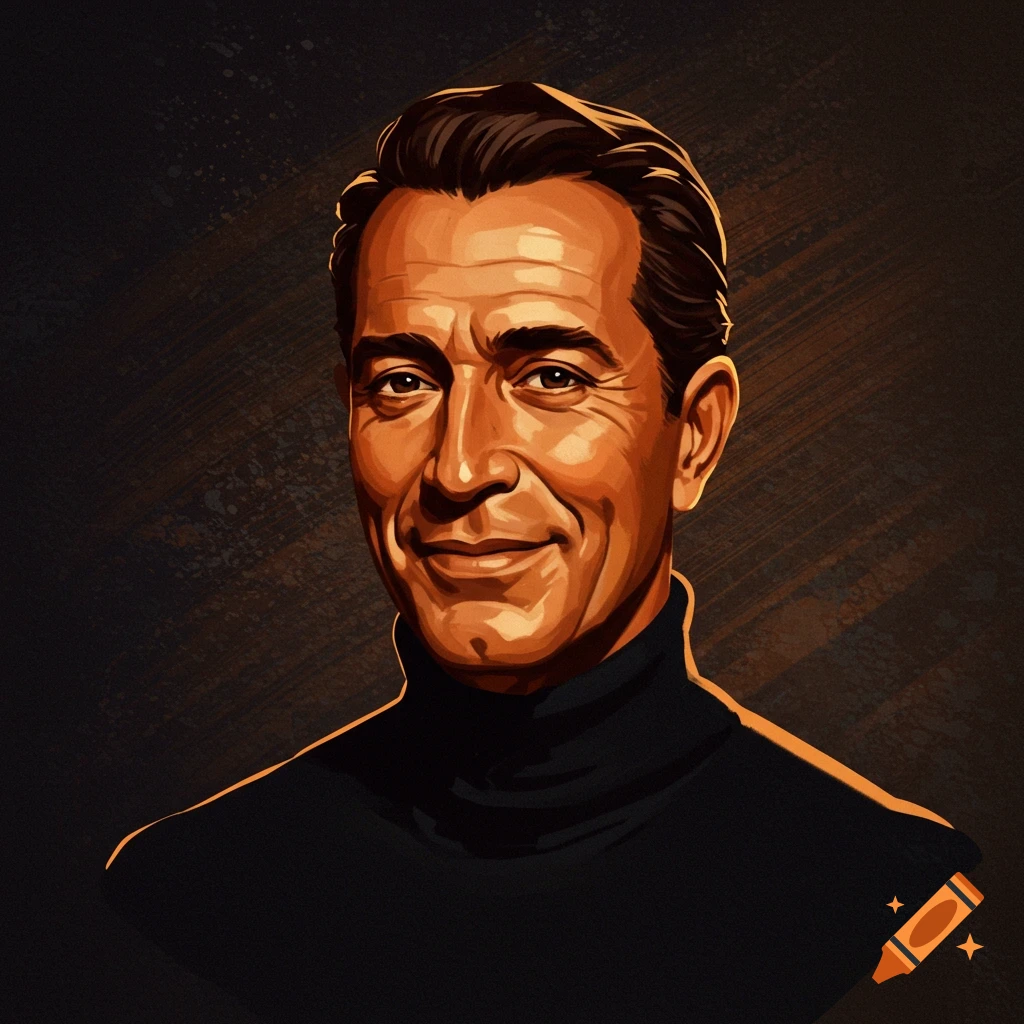 A detailed pencil drawing portrait of a smiling man. on Craiyon