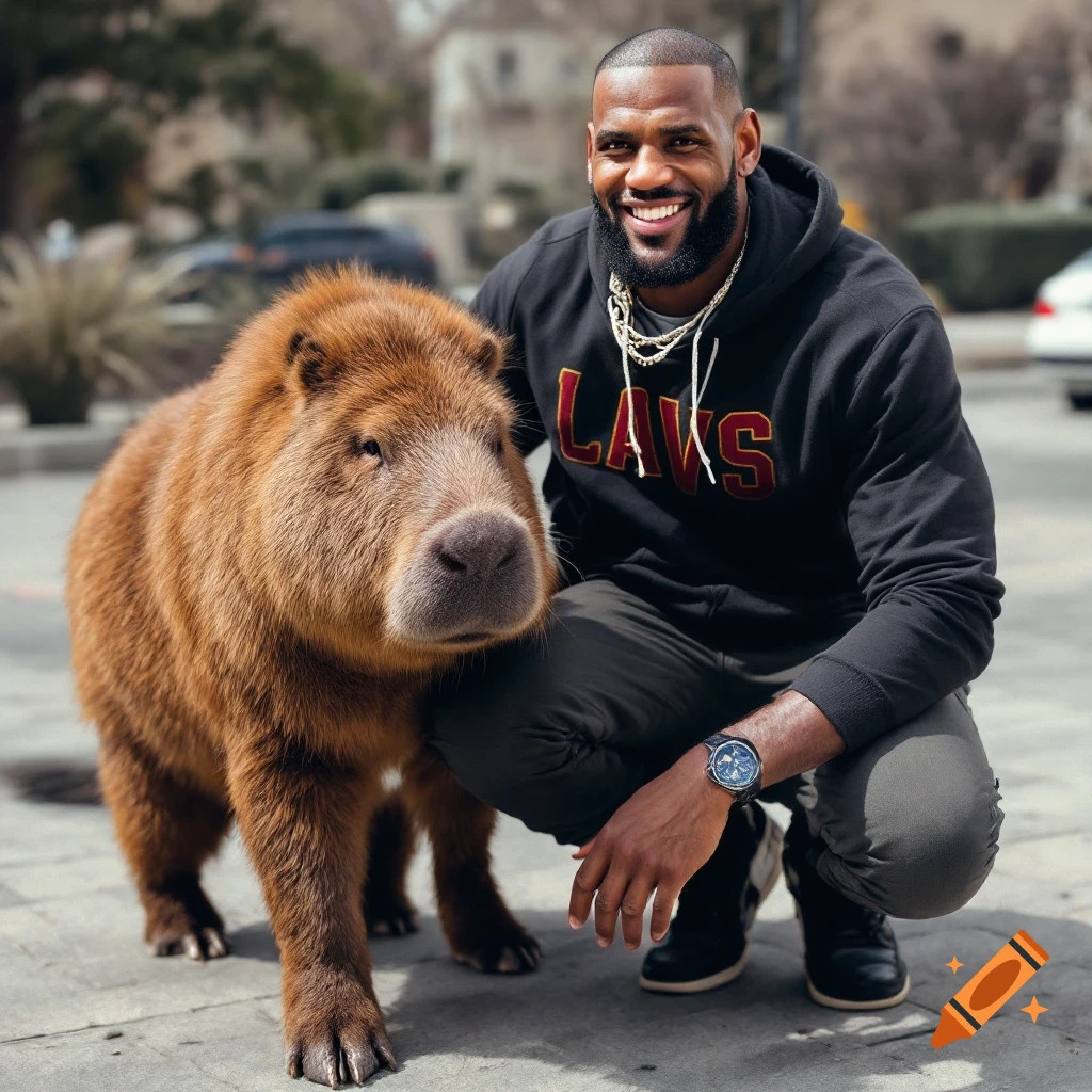 Lebron James with capybara on Craiyon