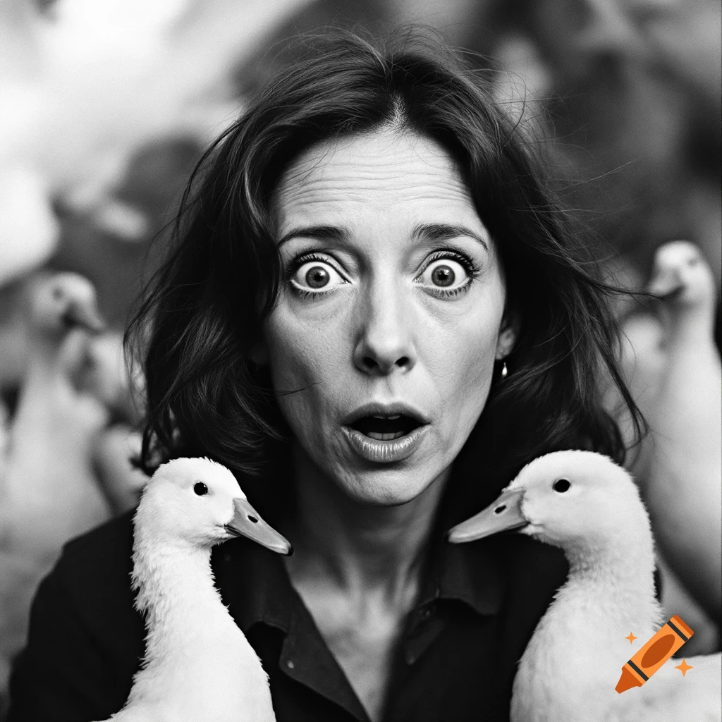 Black and White Portrait of a Woman With a Surprised Expression ...