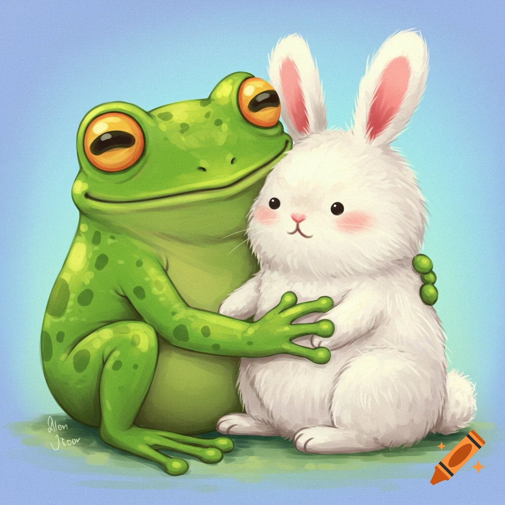 Cute bunny with paw up, cartoon style illustration for kids art project ...