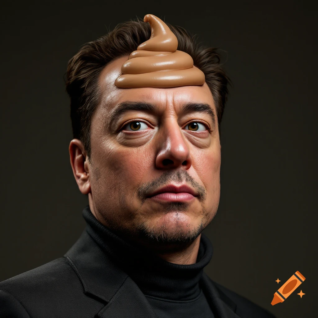 Elon Musk face cartoon created on Craiyon