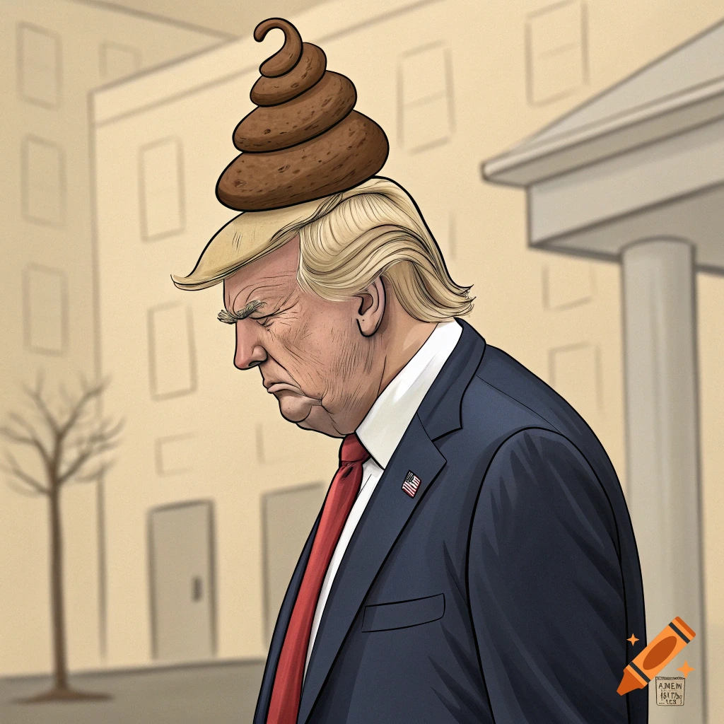 Satirical Cartoon of Devilish Donald Trump With Horns created on Craiyon