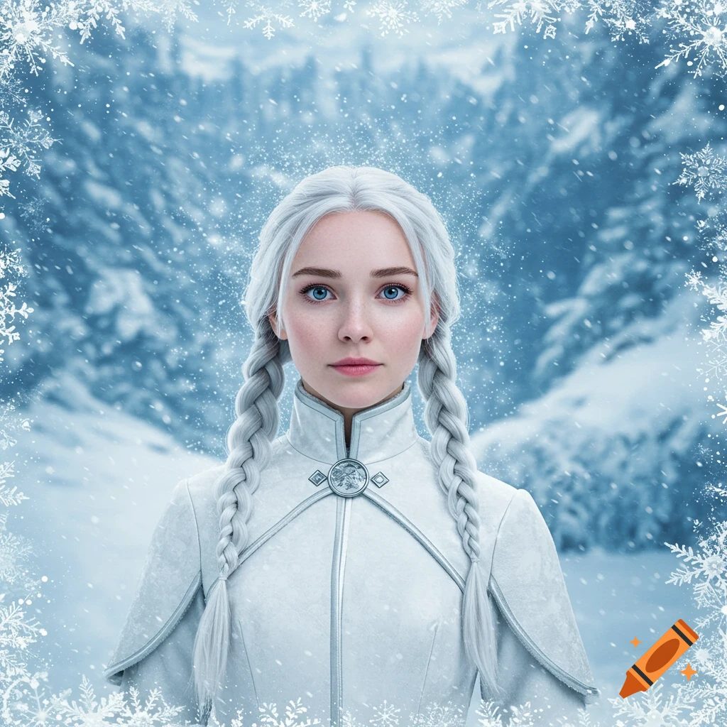 Luna the Snow Guardian in the magical kingdom of Everfrost on Craiyon