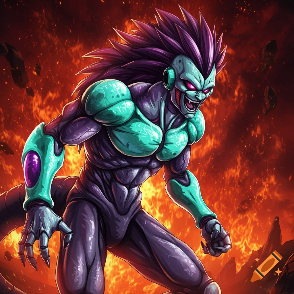 Bio-android, Majin, and Vimaca hybrid in Dragon Ball Z style on Craiyon