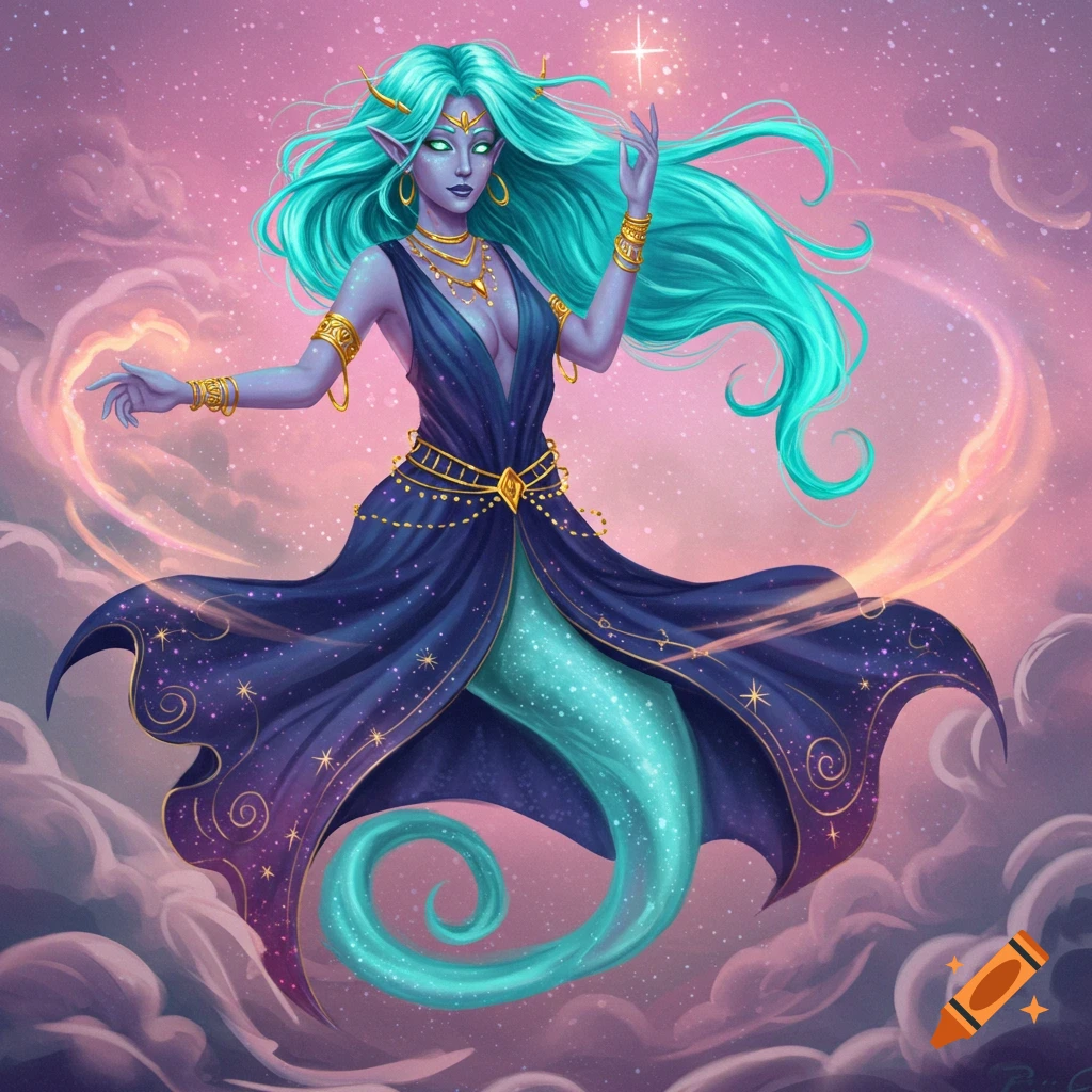 Female Djinni illustration on Craiyon