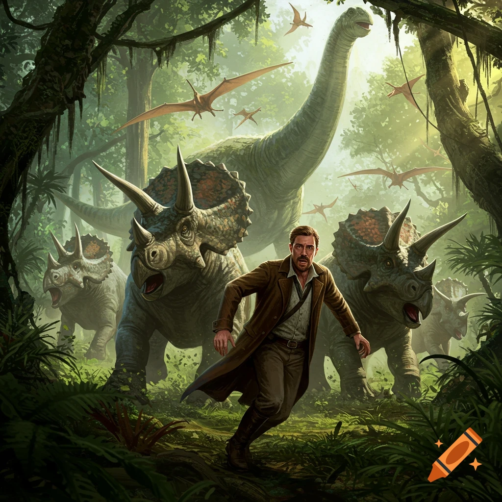 Flashman at the charge in Jurassic Park setting. Hard to classify ...