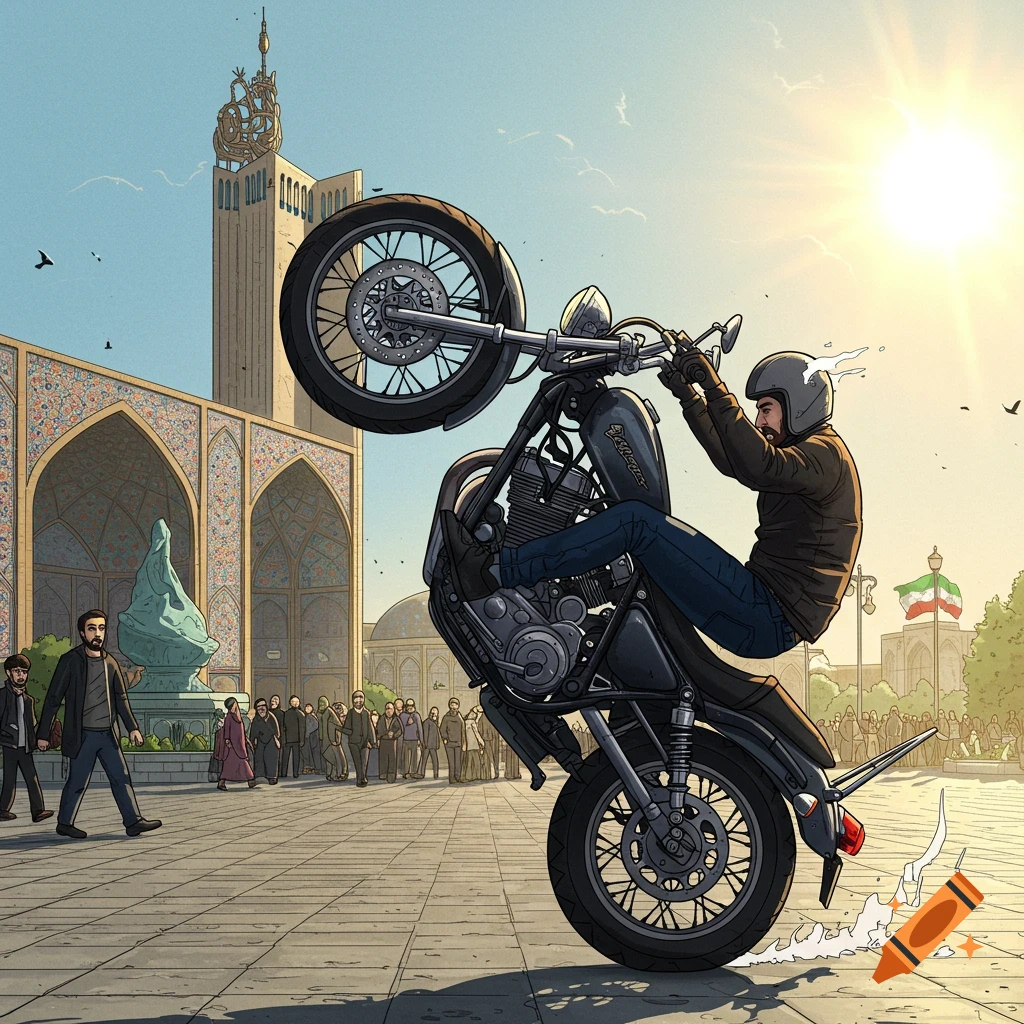 Man Doing A Wheelie On A Motorcycle In A City Square On Craiyon man-doing-a-wheelie-on-a-motorcycle-in-a-city-square-on-craiyon