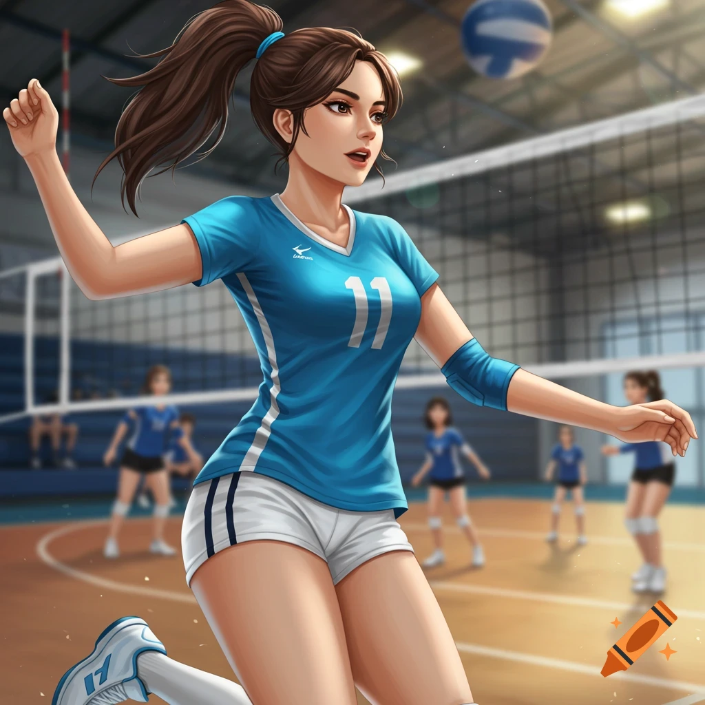 Brunette volleyball player on Craiyon