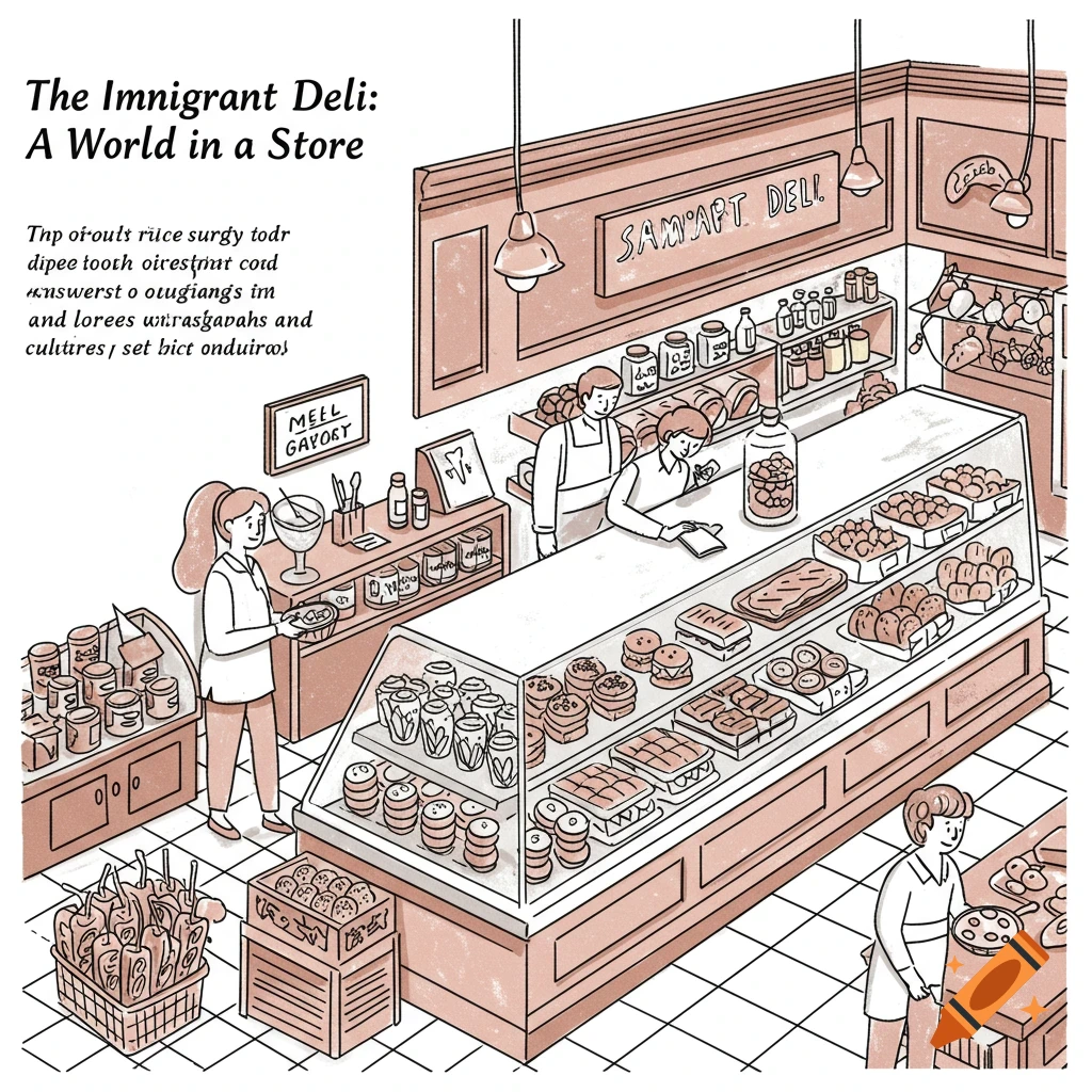 Hand-drawn illustration of a deli menu with handwritten text. on Craiyon