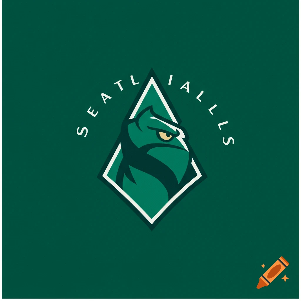 Seattle Emeralds NBA team logo with green, blue and white colors on Craiyon