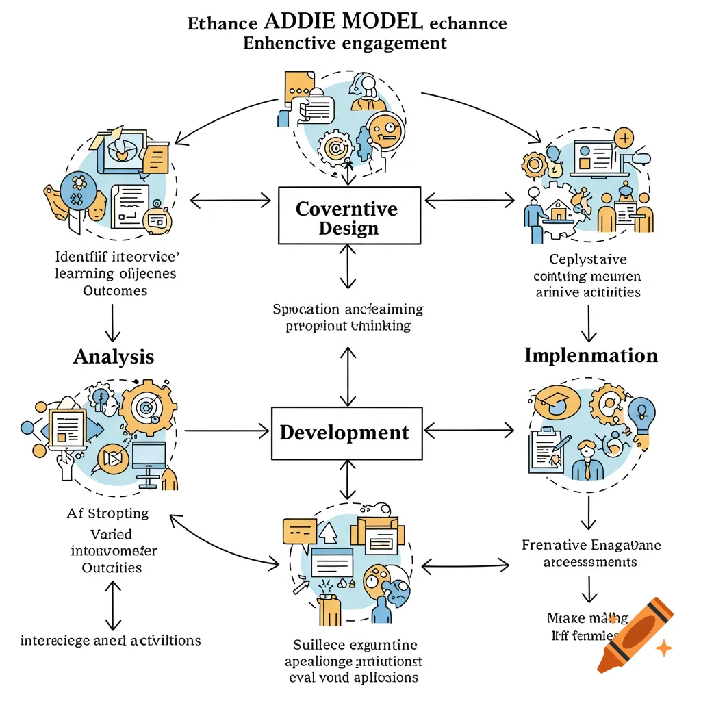 Flowchart of increasing cognitive engagement using the ADDIE model on ...