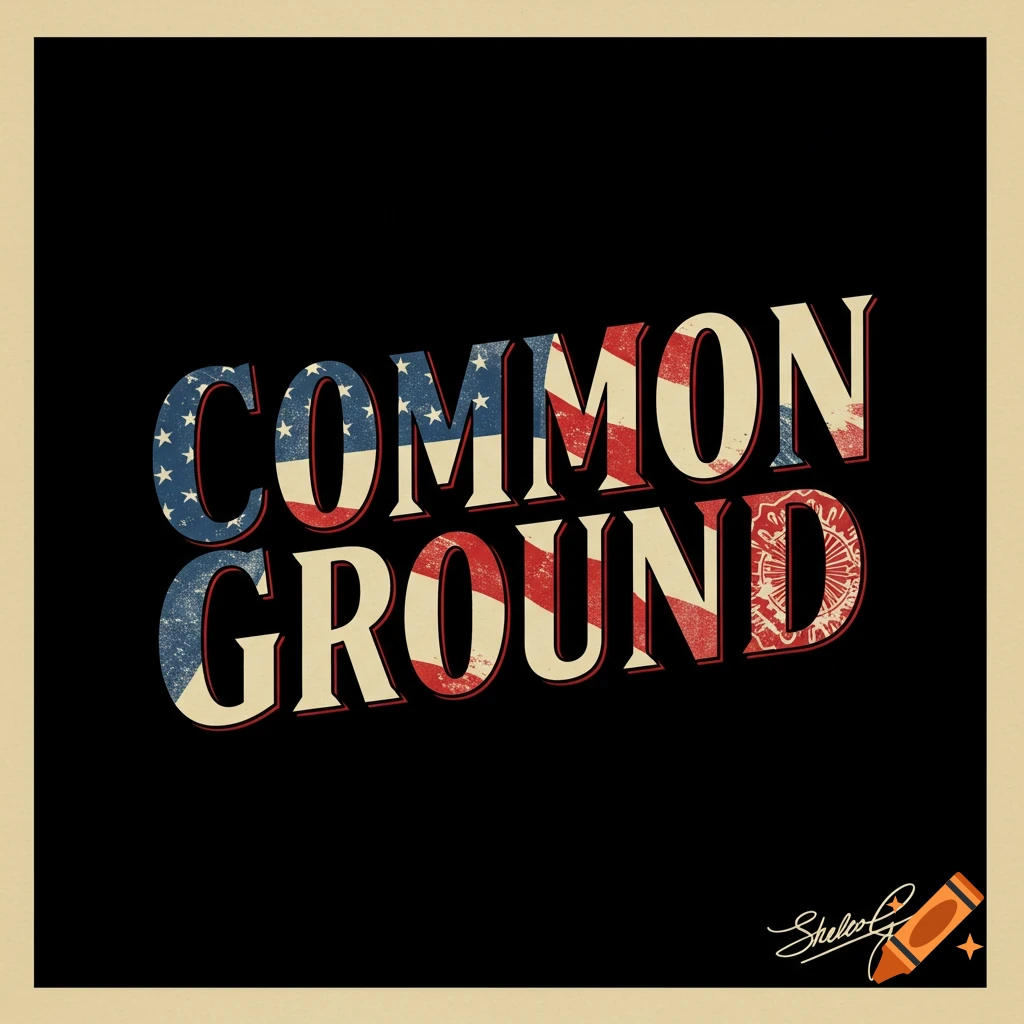 Graphic art of 'common ground' in Shephard Fairey style on Craiyon