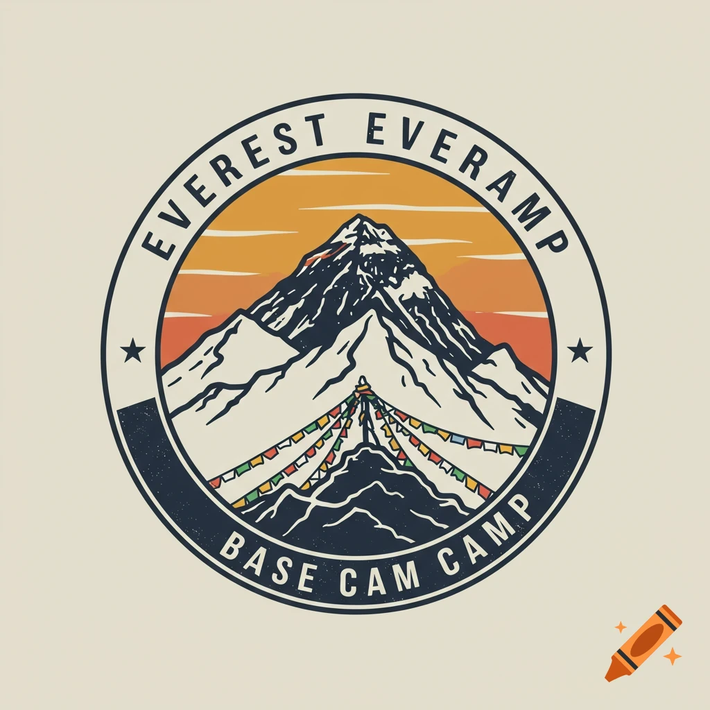 Everest Base Camp logo with prayer flags on Craiyon