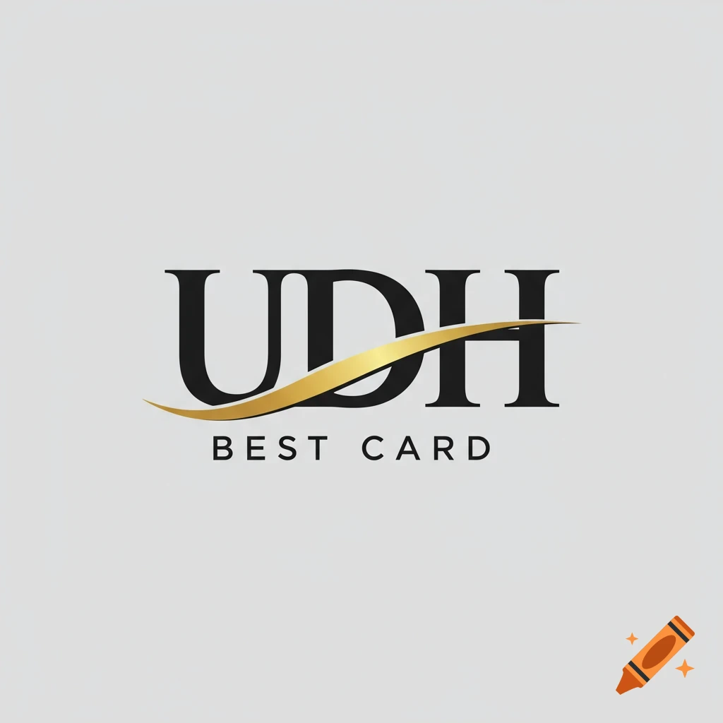 Black and gold logo with 'UDH' and 'BEST CARD'. on Craiyon