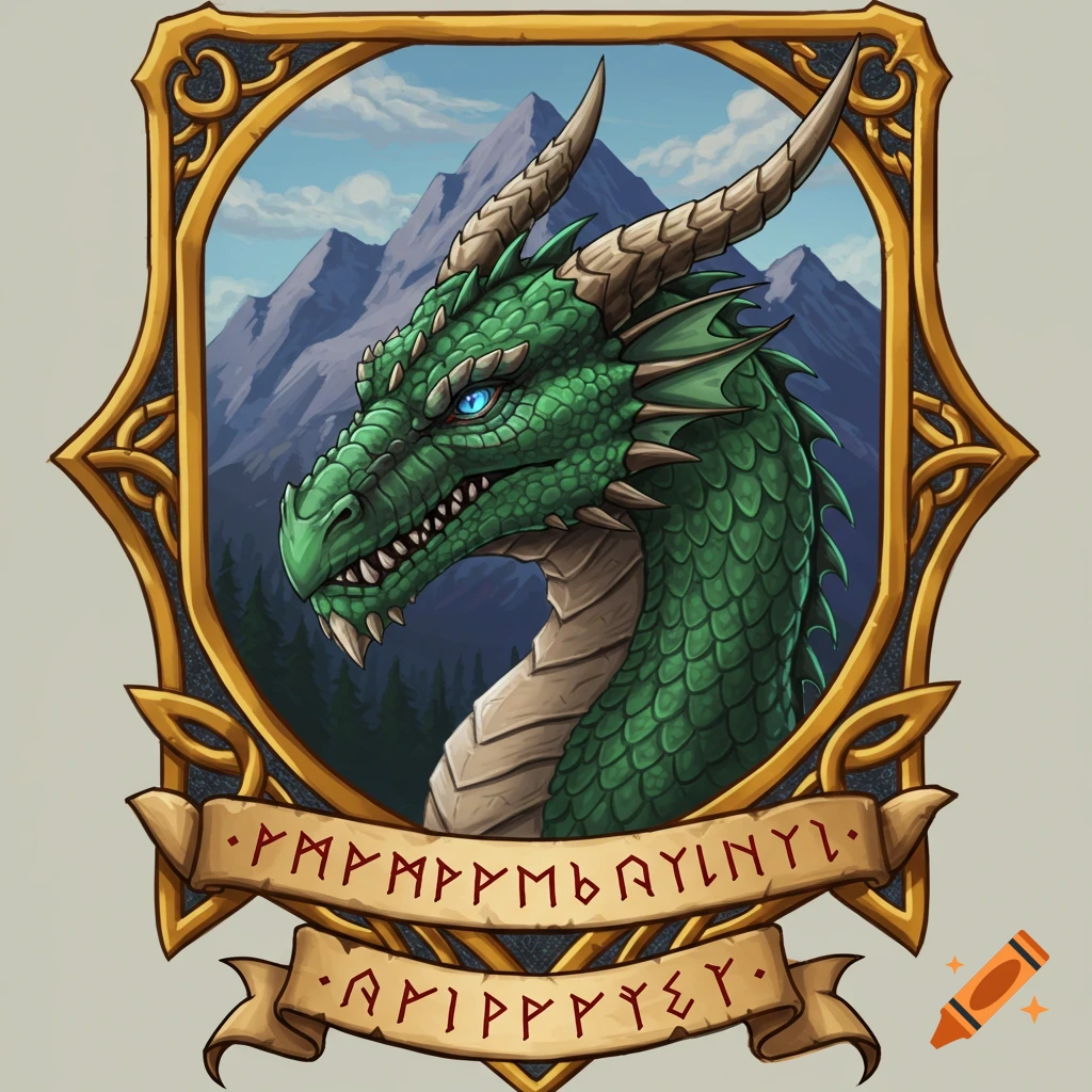 Dragonborn warrior family crest on Craiyon