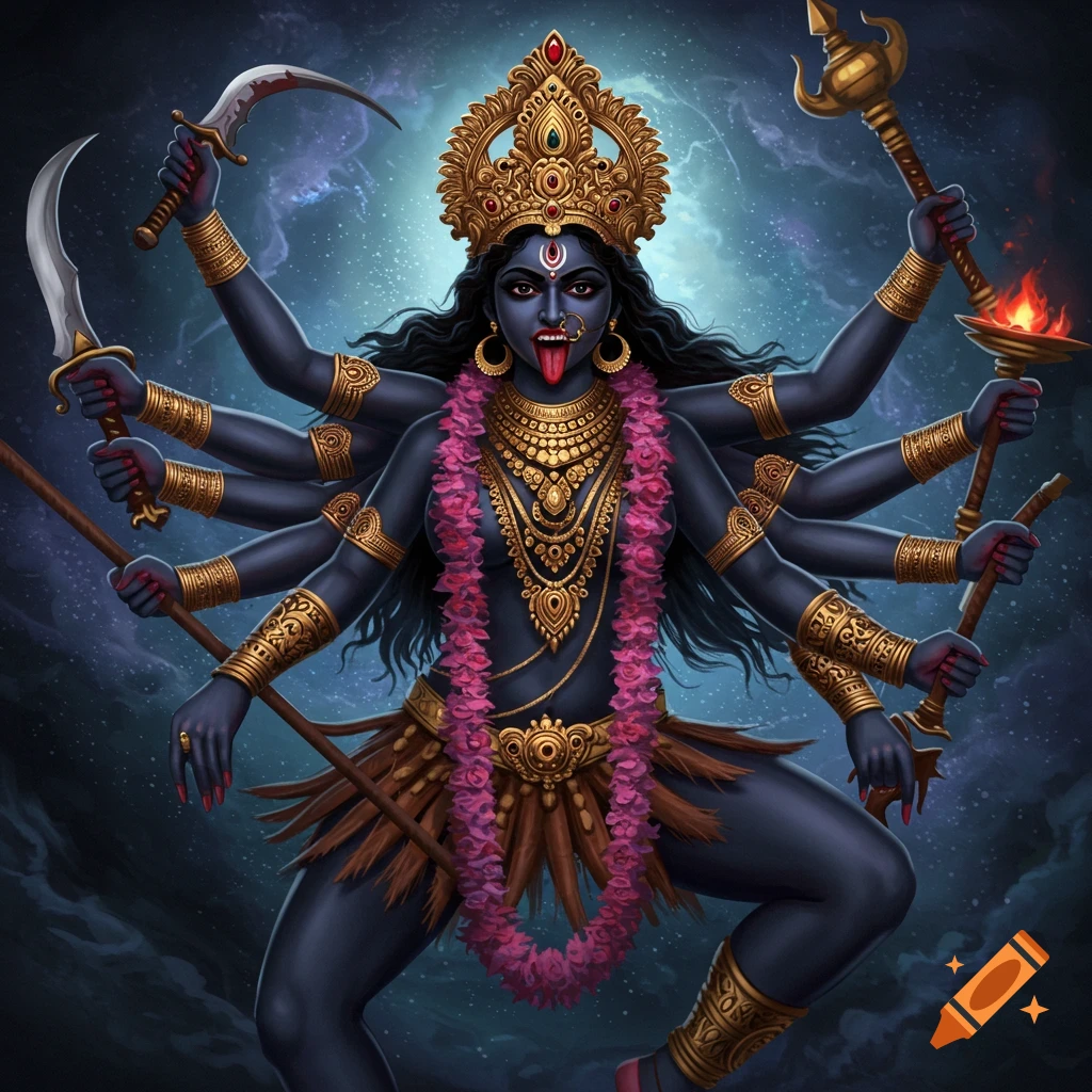 A representation of Maa Kali, the Hindu goddess on Craiyon