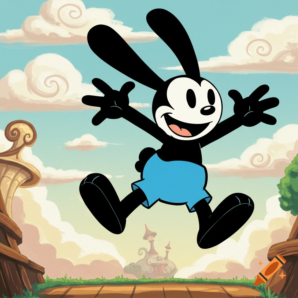 Oswald the Lucky Rabbit sits on a green sports car. on Craiyon