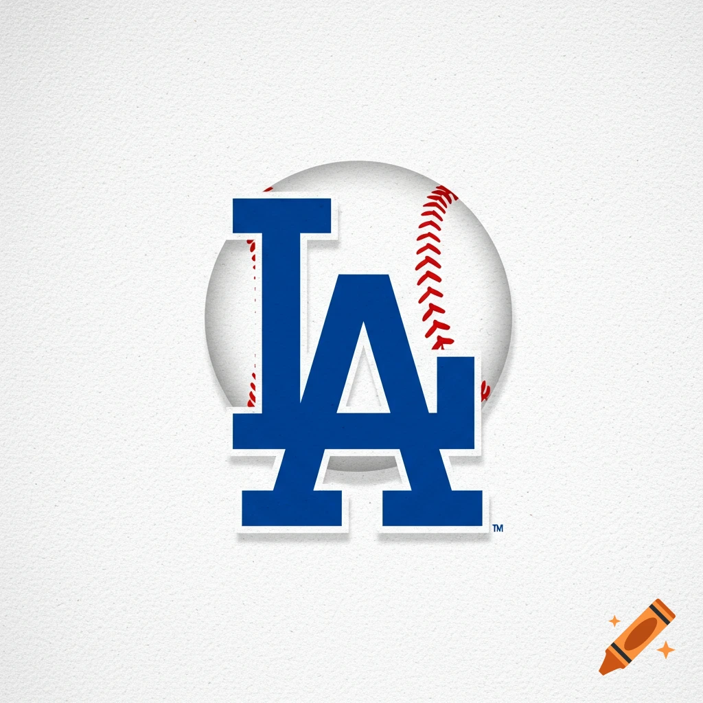 Los Angeles Dodgers logo featuring a blue "LA" in front of a baseball with red stitching. on Craiyon