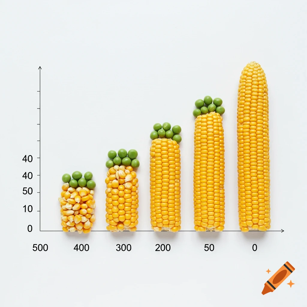 Bar chart created with corn and peas on Craiyon