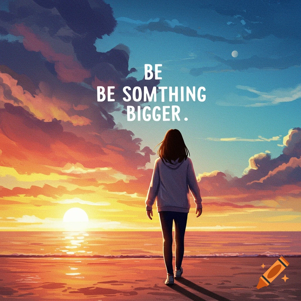 Inspirational poster with the line 'Be something bigger' on Craiyon