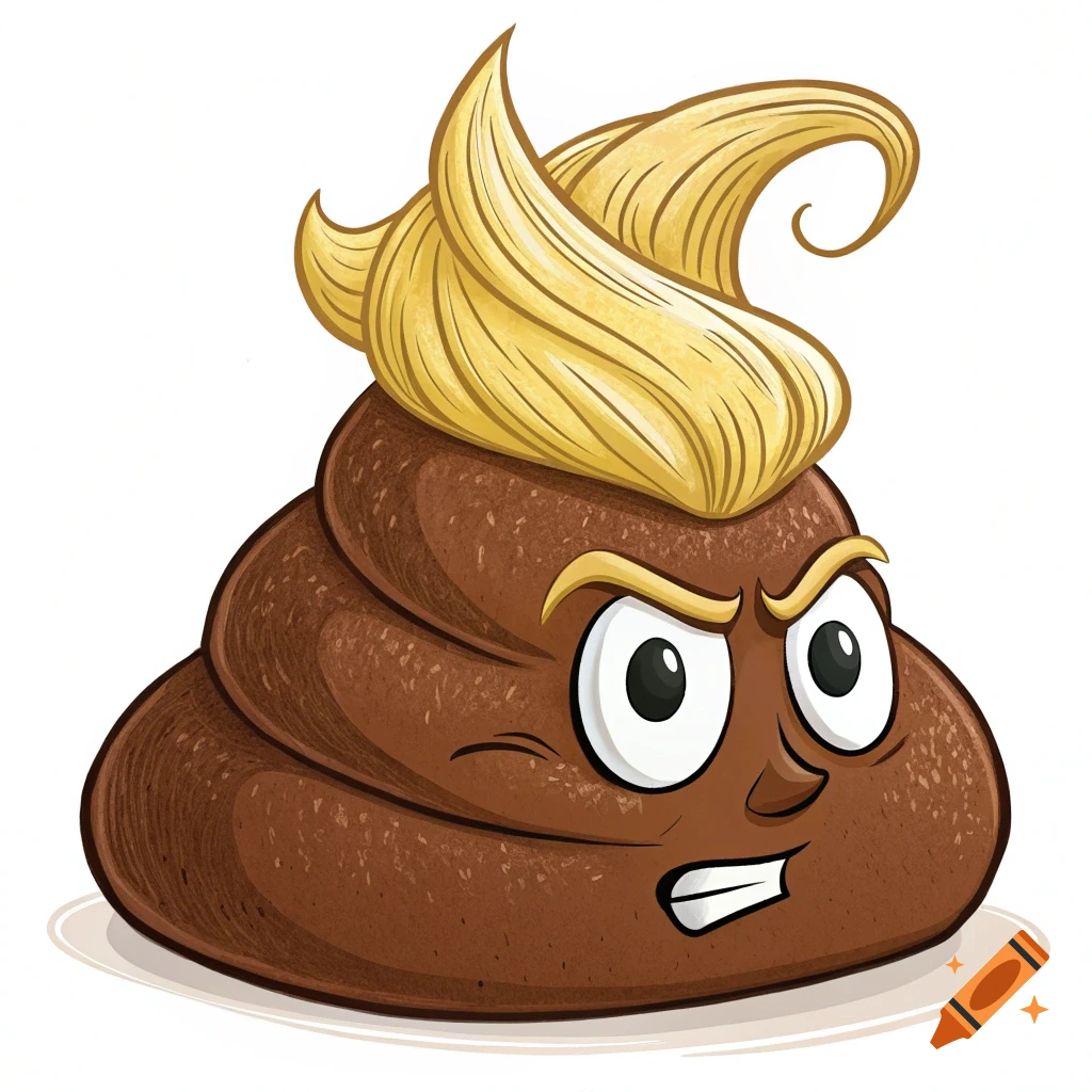 Cartoon smiling poop character on Craiyon