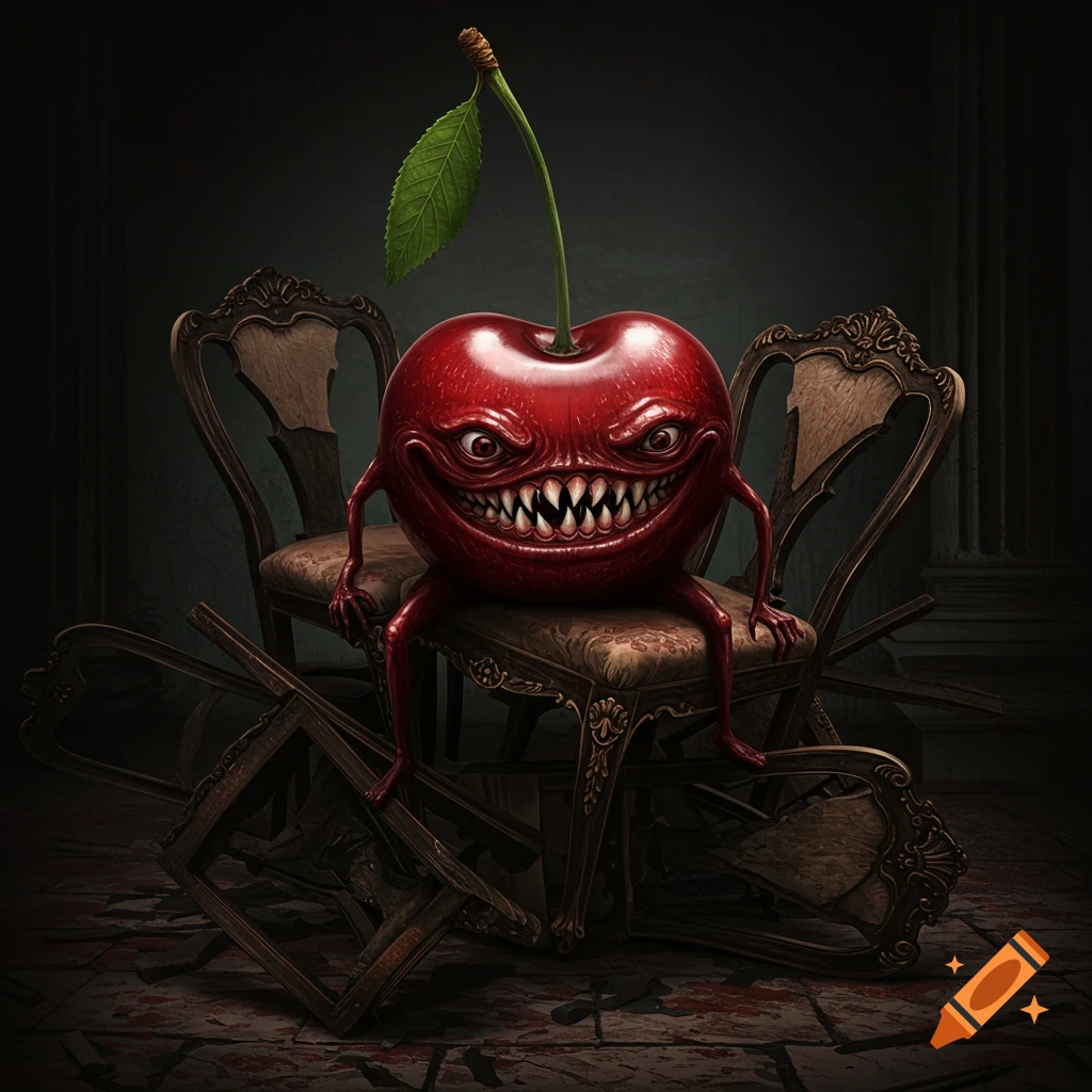 A spooky lemon character with a skull face wears a hooded robe and ...