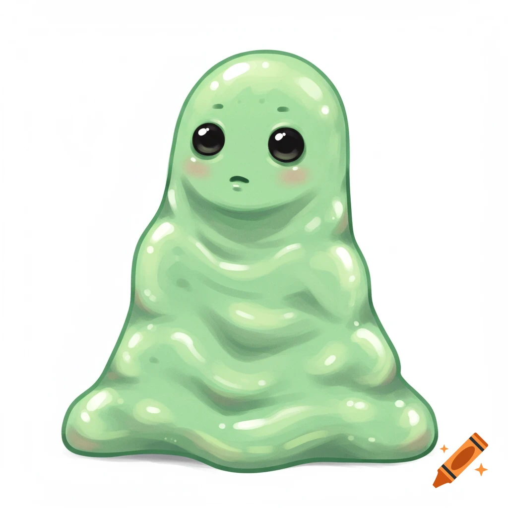 Illustration of a green slime creature with X eyes and its tongue ...