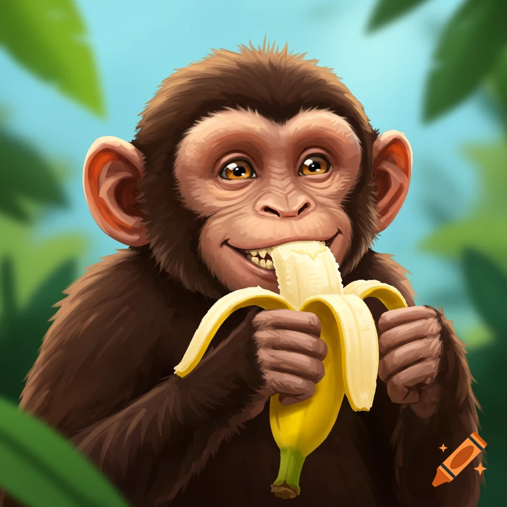 Monkey eating banana on Craiyon