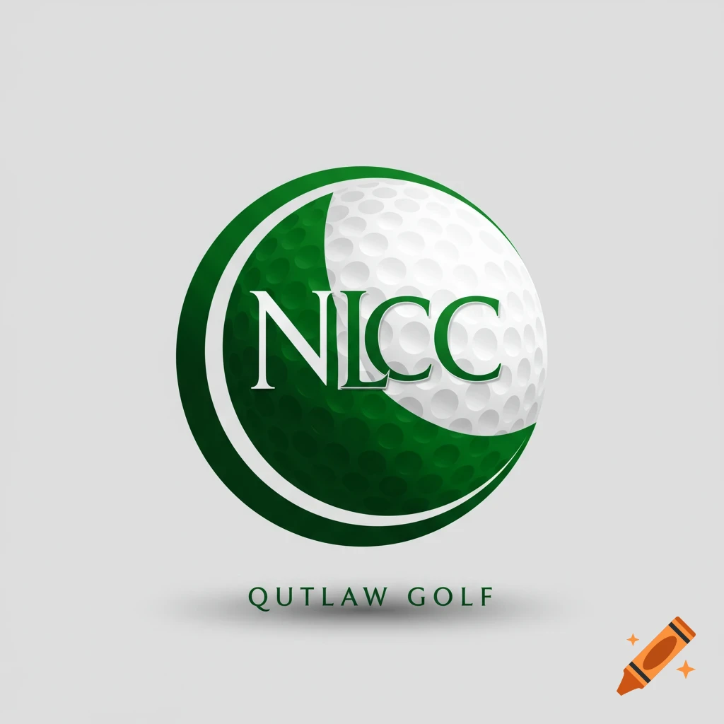 Logo featuring a golf ball, green design, and text NLCC QUTLAW GOLF. on ...