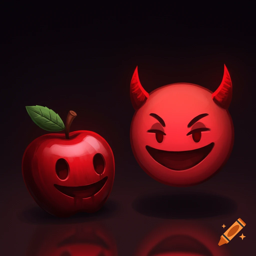 Nonbinary devil emoji with apple emoji on Craiyon