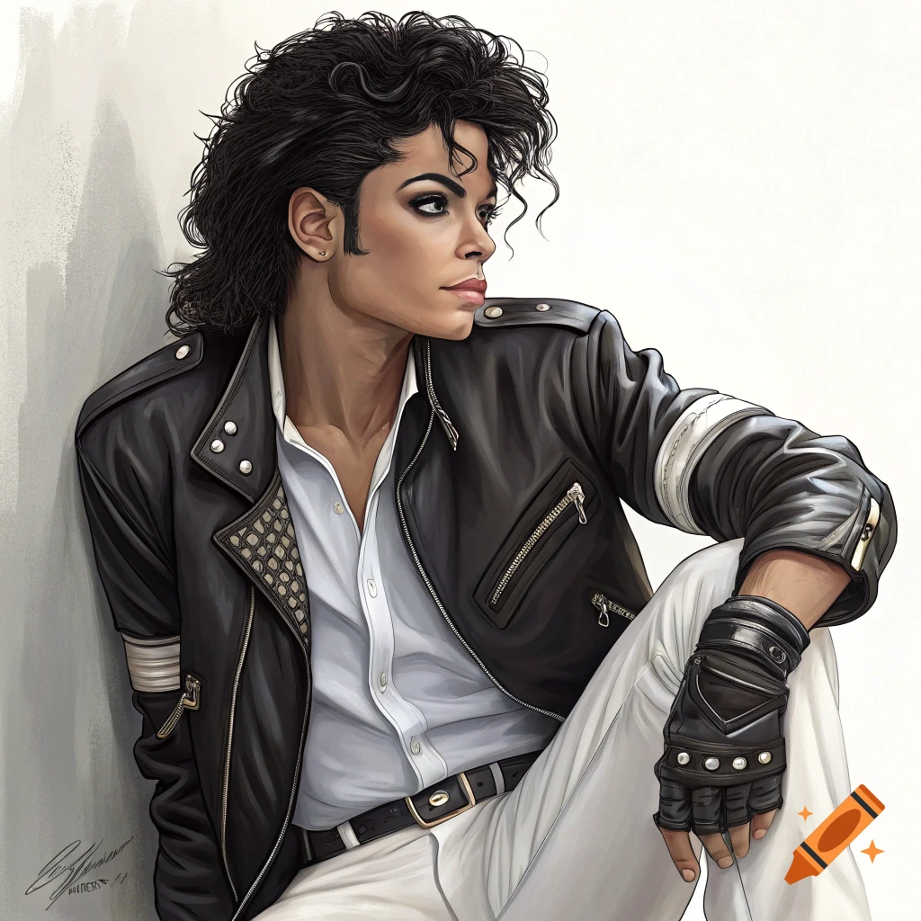 Illustration of Michael Jackson in a red jacket and sequined glove on ...